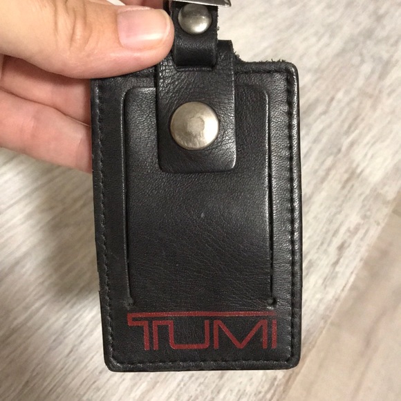 Tumi | Bags | Tumi Luggage Tag Leather Vintage Mens Black Red | Poshmark